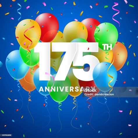 생일 축하 파티 디자인을위한 스파클링 색종이와 풍선 무리와 3d 번호와 높은 품질의 기념일 축하 포스터 격리된 벡터 요소 0명에 대한 스톡 벡터 아트 및 기타 이미지