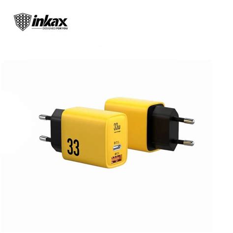 Inkax C13 Pd Qc 3 0 33w Gan Hálózati Töltőfej Fekete Sárga Mályi