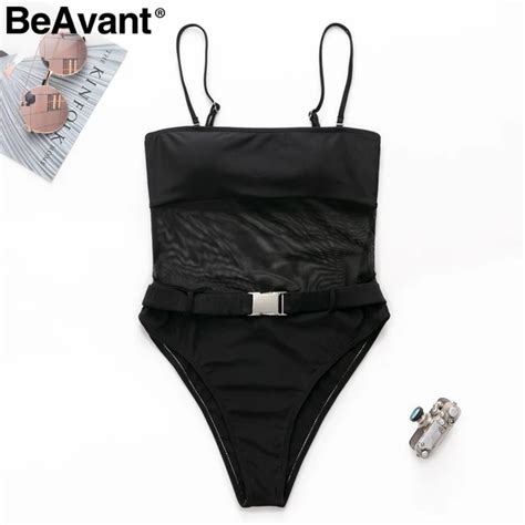 Beavant Strapless Mesh Women Sexy Swimsuits See Through Padded One