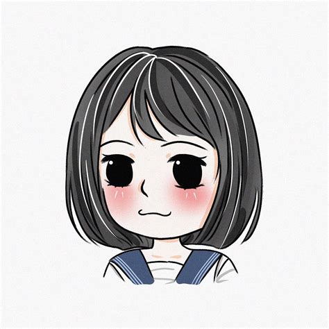 萌 附线稿）【挑战百变头像 第一张】冰蓝茉莉 站酷zcool