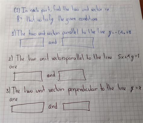 Solved 1 In each part find the two unit vector in R² that Chegg com