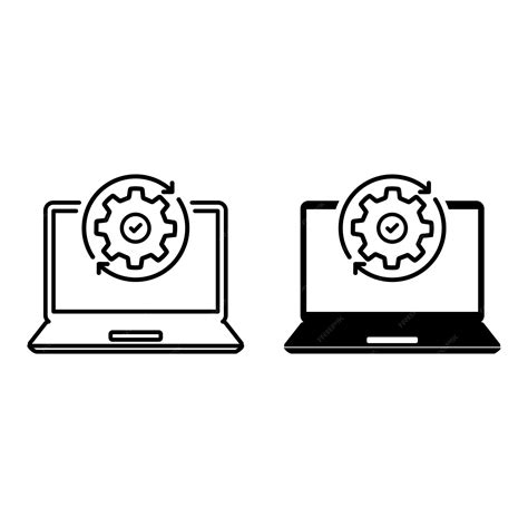 Premium Vector Upgrade Of Software Line And Silhouette Icon Set