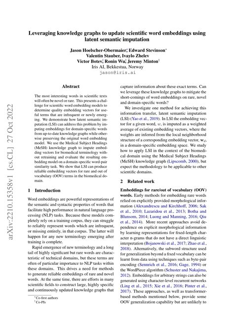 Pdf Leveraging Knowledge Graphs To Update Scientific Word Embeddings