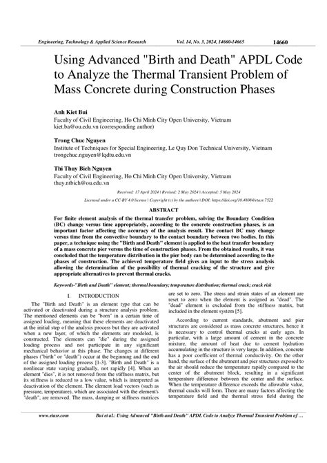 Pdf Using Advanced Birth And Death Apdl Code To Analyze The Thermal Transient Problem Of