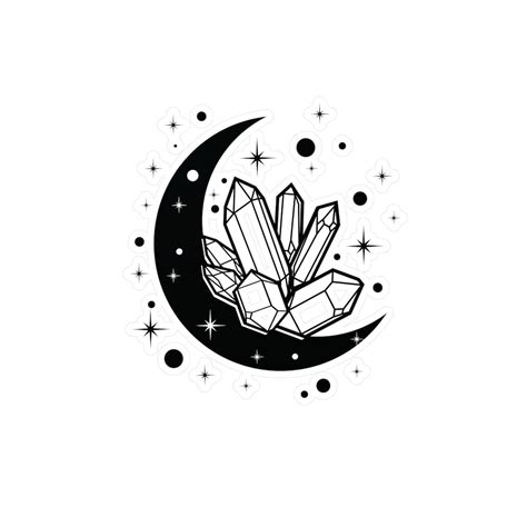 Moon And Crystals Vinyl Decals Witchy Sticker Moon And Crystals