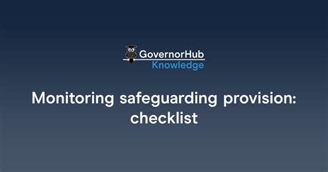 Monitoring Safeguarding Provision Checklist Governorhub