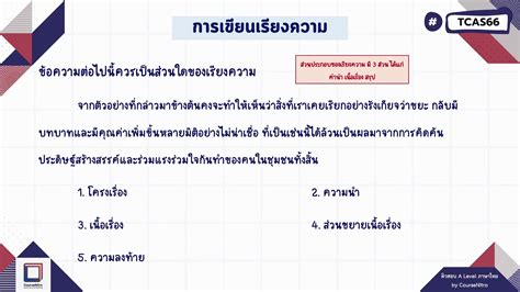หัวข้อ การเขียนเรียงความ จะไม่ยากเลย ถ้าน้องๆ รู้ว่าส่วนประกอบของ