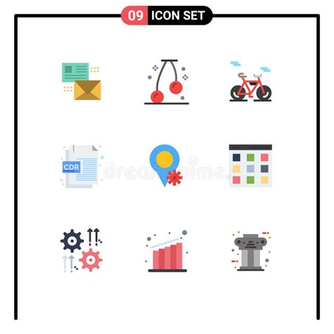 Group Of 9 Modern Flat Colors Set For Map File Format Fruit Corel