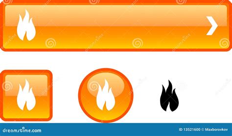 Fire Button Set Stock Vector Illustration Of Square 13521600