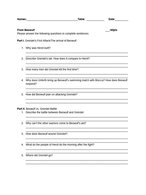 Beowulf Quiz Pdf