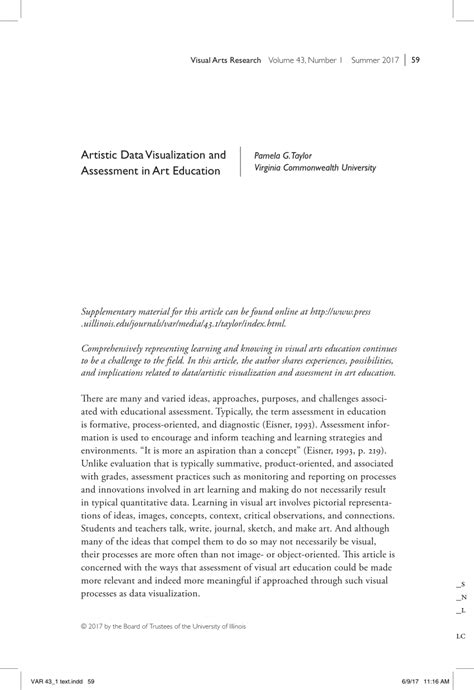 Pdf Artistic Data Visualization And Assessment In Art Education