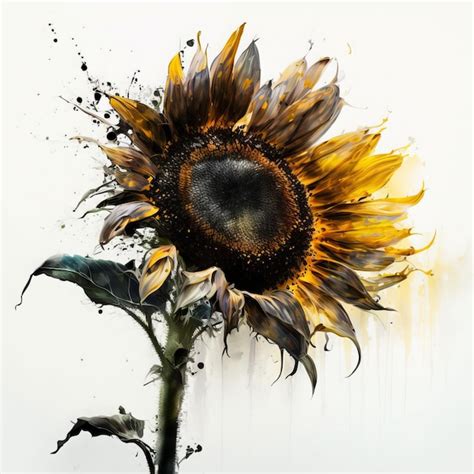 Premium AI Image Blooming Sunflower Watercolor Painting
