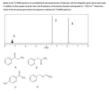 Answered Below is the ¹H NMR spectrum of a bartleby