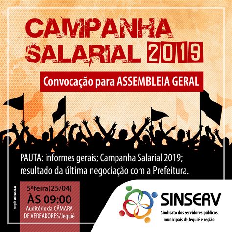 Campanha Salarial 2019 SINSERV Convoca Os Servidores Para Uma