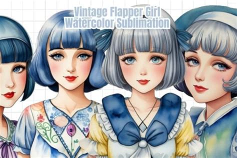 Vintage Flapper Girl Watercolor Clipart Graphic By Iampaulrose