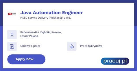 Oferta Pracy Java Automation Engineer Hsbc Service Delivery Polska