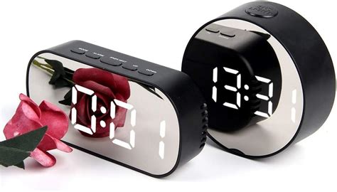 2023 Reloj Despertador Con Espejo Led Redondo Reloj De Mesa Digital