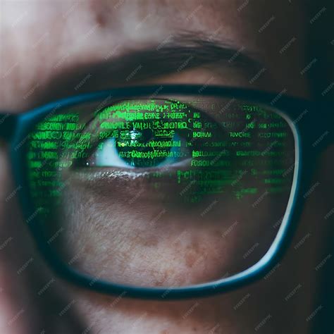 Premium Photo | Closeup of Eyes and Glasses with Tech Reflection Cyber ...
