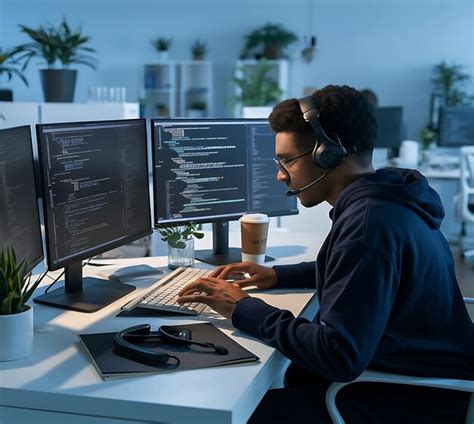 Coder Engineer Working With His Pc Premium Ai Generated Image