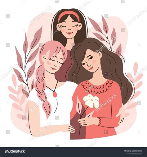 Female Friendship Support Lovedifferent Women Sisters Stock Vector