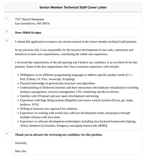 Senior Member Technical Staff Cover Letter Velvet Jobs