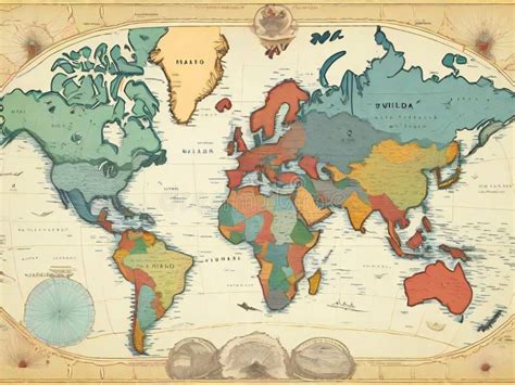 Explore The World Stunning World Map Art Stock Image Image Of Wave