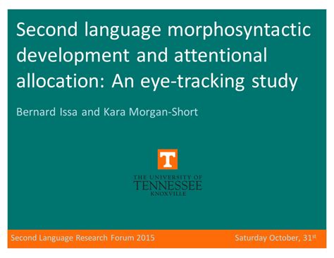 Pdf Second Language Morphosyntactic Development And Attentional