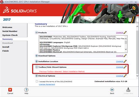 solidworks hole wizard toolbox version error swbrowser sldedb error