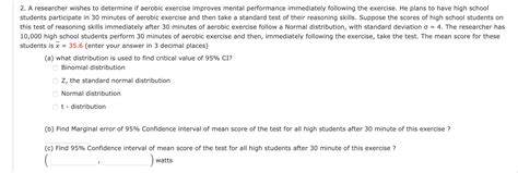 Solved 2 A Researcher Wishes To Determine If Aerobic