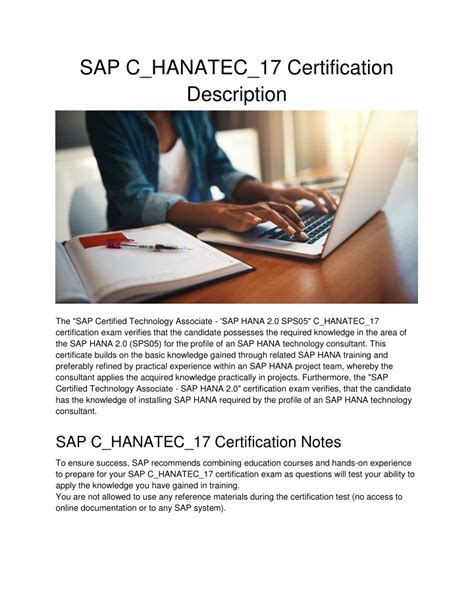 PPT SAP C HANATEC 17 Certification Description PowerPoint Presentation ID 10355793