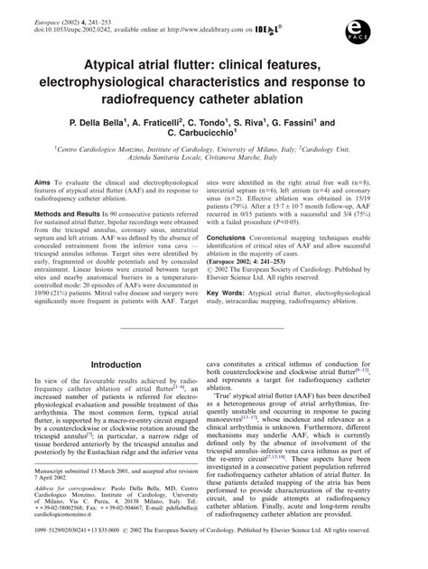 Pdf Atypical Atrial Flutter Clinical Features Electrophysiological Characteristics And