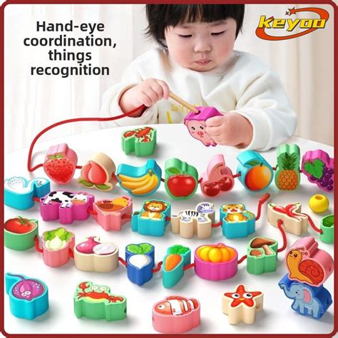 Keyoo Early Educational Threading Toy Colorful Stacking Blocks