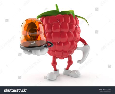 Raspberry Character Holding Emergency Siren Isolated Stock Illustration