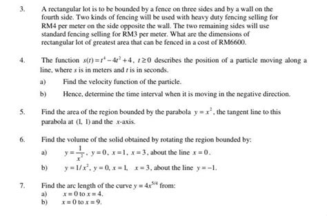 Solved 3 A Rectangular Lot Is To Be Bounded By A Fence On