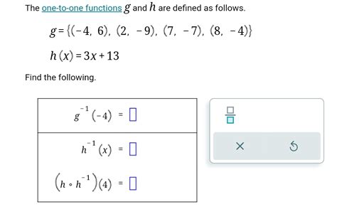 Solved The One To One Functions G ﻿and H ﻿are Defined As