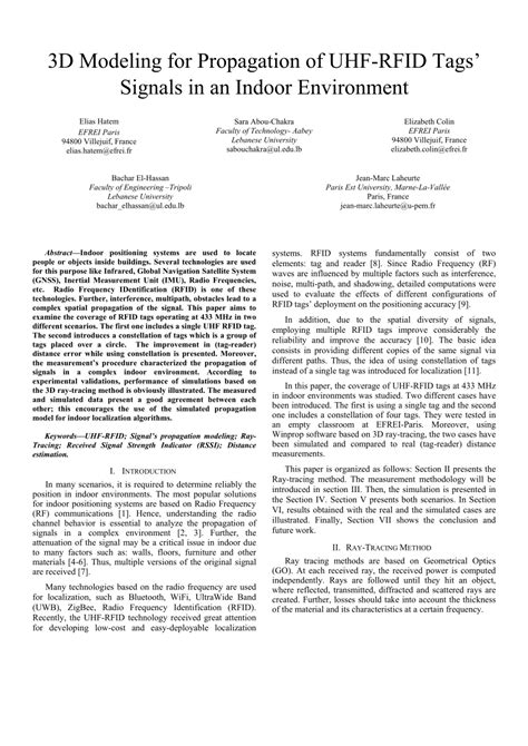 Pdf 3d Modeling For Propagation Of Uhf Rfid Tags Signals In An