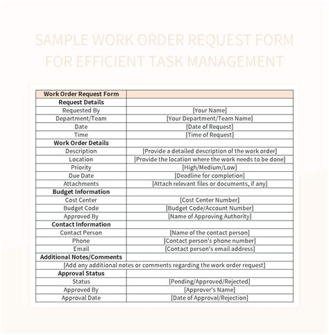 Work Order Request Efficiently Managing Service Requests Excel Template