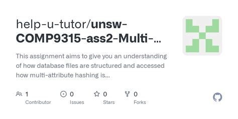 Github Help U Tutorunsw Comp9315 Ass2 Multi Attribute Linear Hashed Files This Assignment