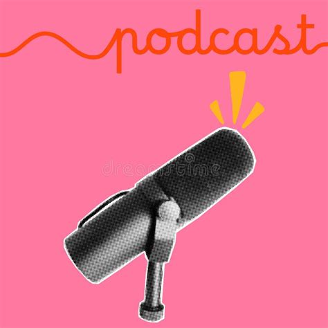 Gritty Podcast Cover Template With Pop Art Style Halftone Mic Paper Collage Stock Vector