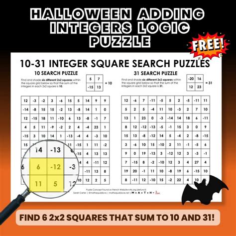 10 31 Halloween Integer Square Search Puzzles Math Love