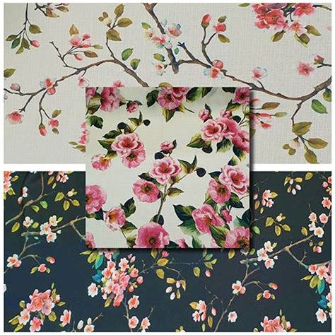 Three Floral Print Linen Look Polyester Dressmaking Fabrics 148cm