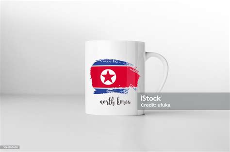 북한 국기 기념품 흰색 바탕에 낯 짝입니다 3d 렌더링입니다 3차원 형태에 대한 스톡 사진 및 기타 이미지 3차원 형태