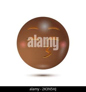 Kissing Closed Eyes D Stylized Vector Icon Smiling Emoticon Character Design Isolated In