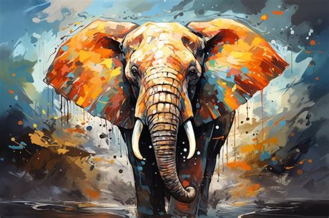 Premium Photo Abstract Elephant Painting With Colorful Paint Splashes
