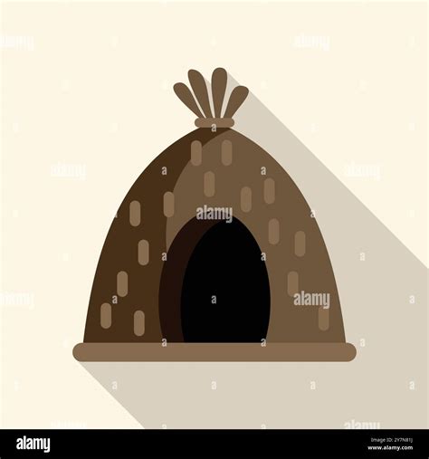 Simple Mud Hut With A Thatched Roof Casting A Long Shadow