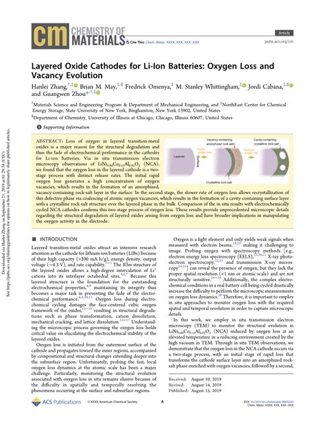 Pdf Layered Oxide Cathodes For Li Ion Batteries Oxygen Loss And
