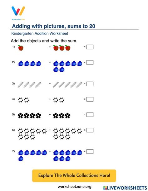 Adding Using Objects Worksheet Sums To 20