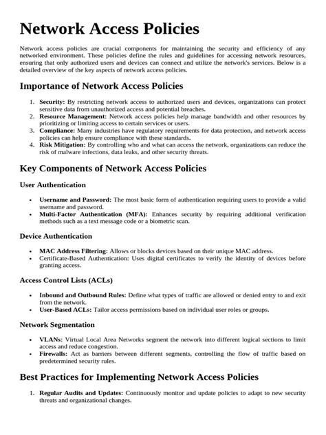 Network Access Policies Introduction Wk 1 2 Pdf Security Computer Security
