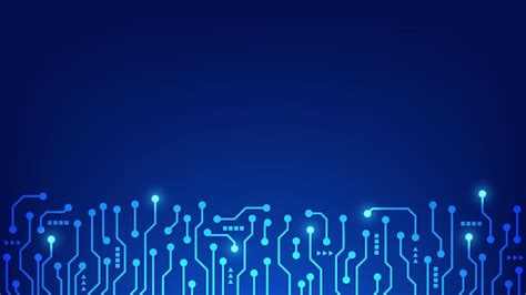 Монтажная плата с синим фоном освещения технология и высокотехнологичная концепция элемента