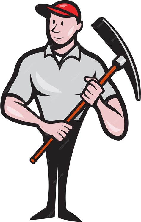 Dibujos Animados De Pico De Trabajador De La Construcción Vector Premium